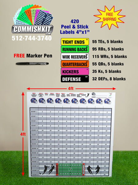 Corrugated Fantasy Football Draft Board Kits - Commish Kit