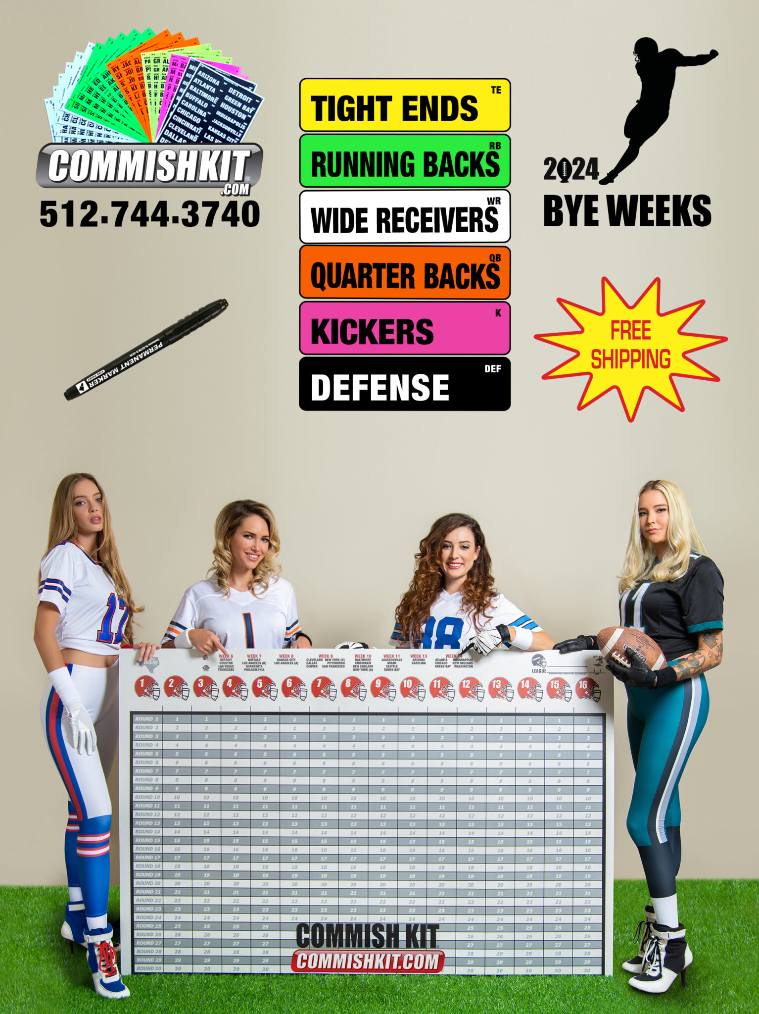 Corrugated Fantasy Football Draft Board Kits - Commish Kit